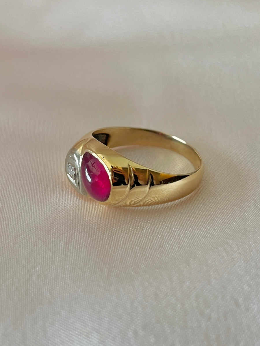 Vintage 10k Ruby Diamond Soprano Ring by 23carat