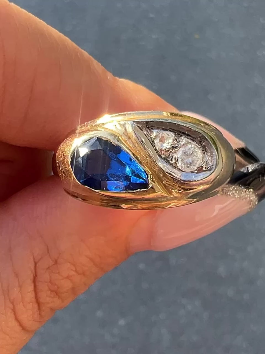 Vintage Sapphire Diamond Pear Soprano Ring – 23carat