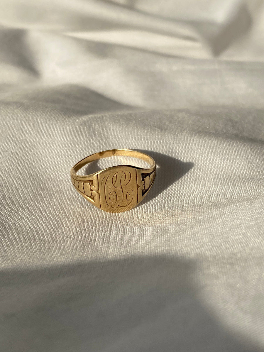 Antique 10k Gold Monogram CL Signet Ring – 23carat