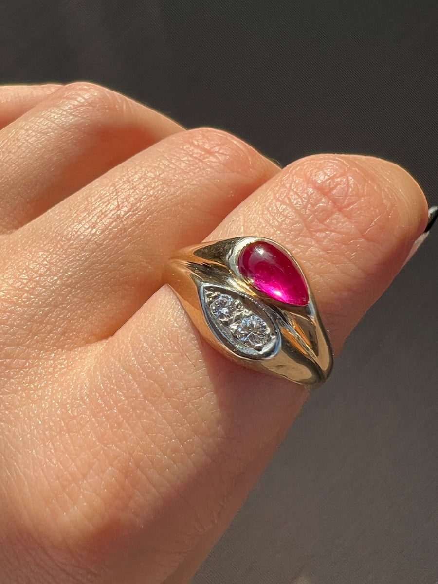 Vintage Ruby Diamond Double Soprano Ring – 23carat